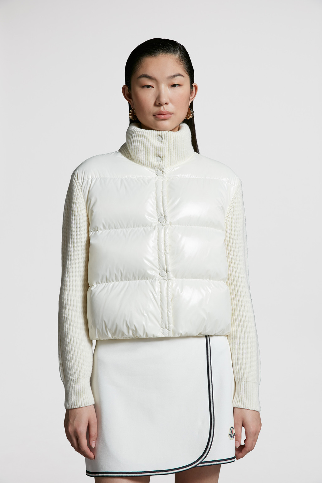 White Padded Wool Cardigan - Sweaters & Cardigans for Women | Moncler SG