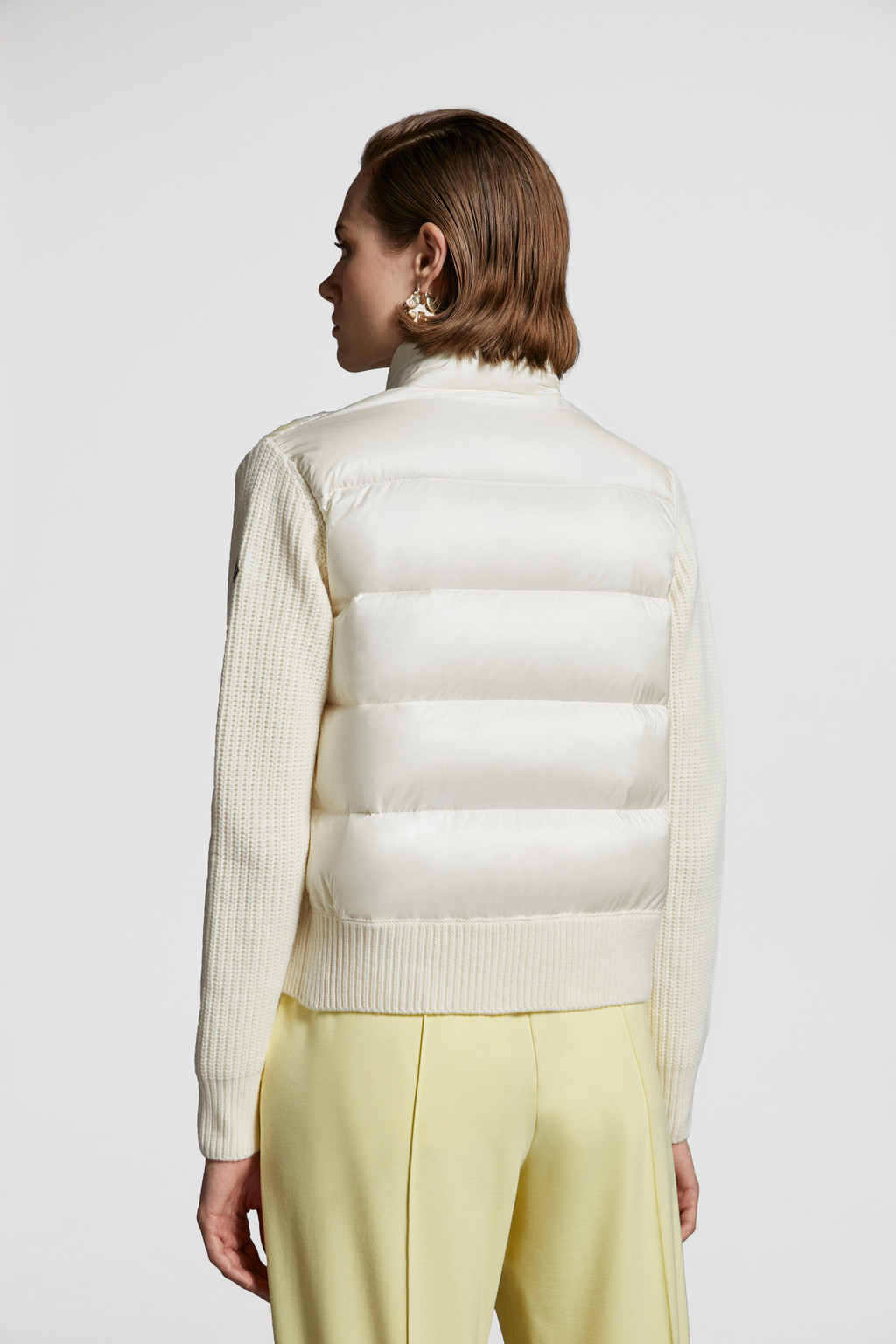 White Padded Wool Cardigan - Sweaters & Cardigans for Women | Moncler US