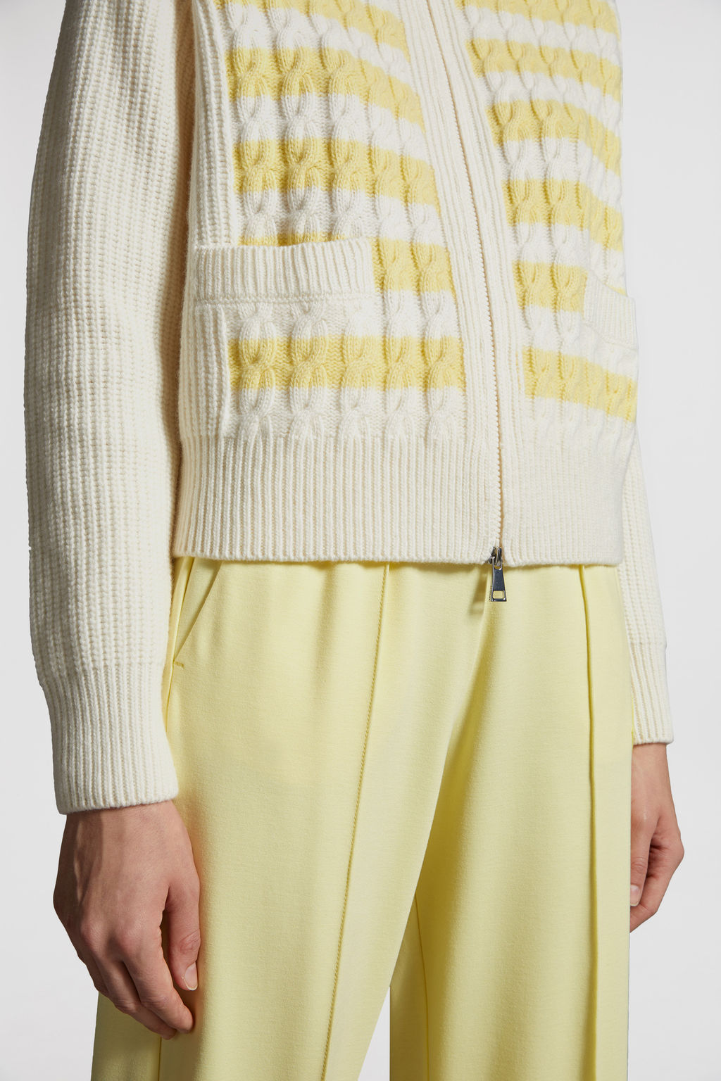 White Padded Wool Cardigan - Sweaters & Cardigans for Women | Moncler US