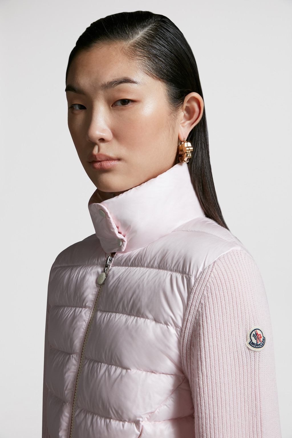 Pink Padded Wool Cardigan - Sweaters & Cardigans for Women | Moncler US
