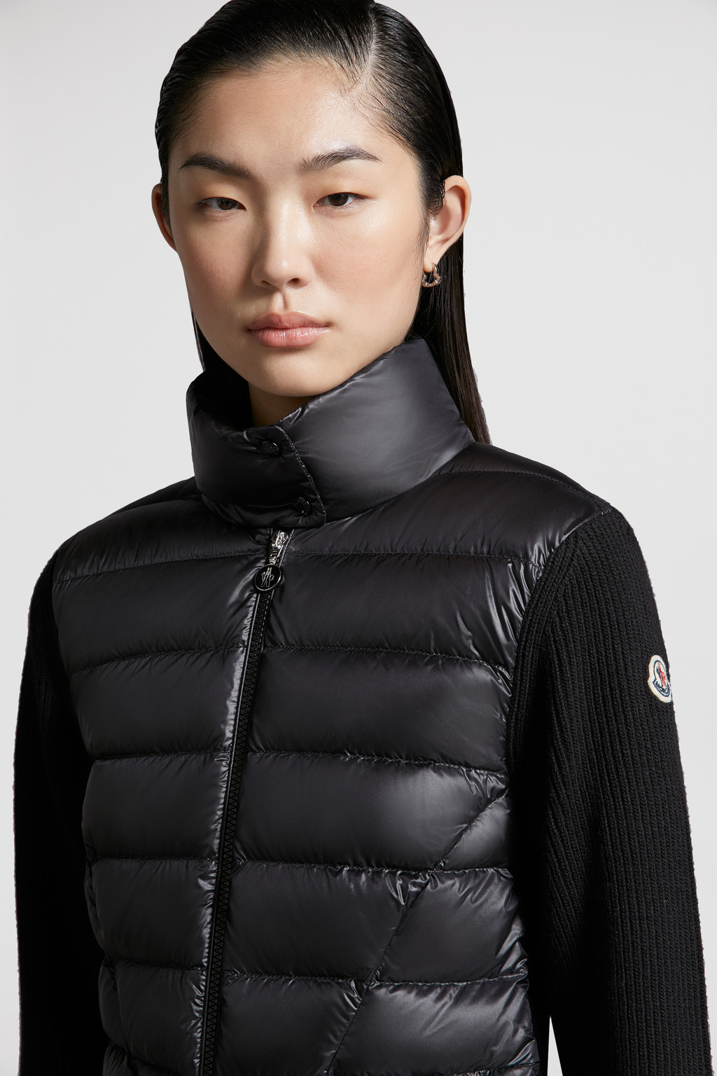 Black Padded Wool Cardigan - Sweaters & Cardigans for Women | Moncler SG