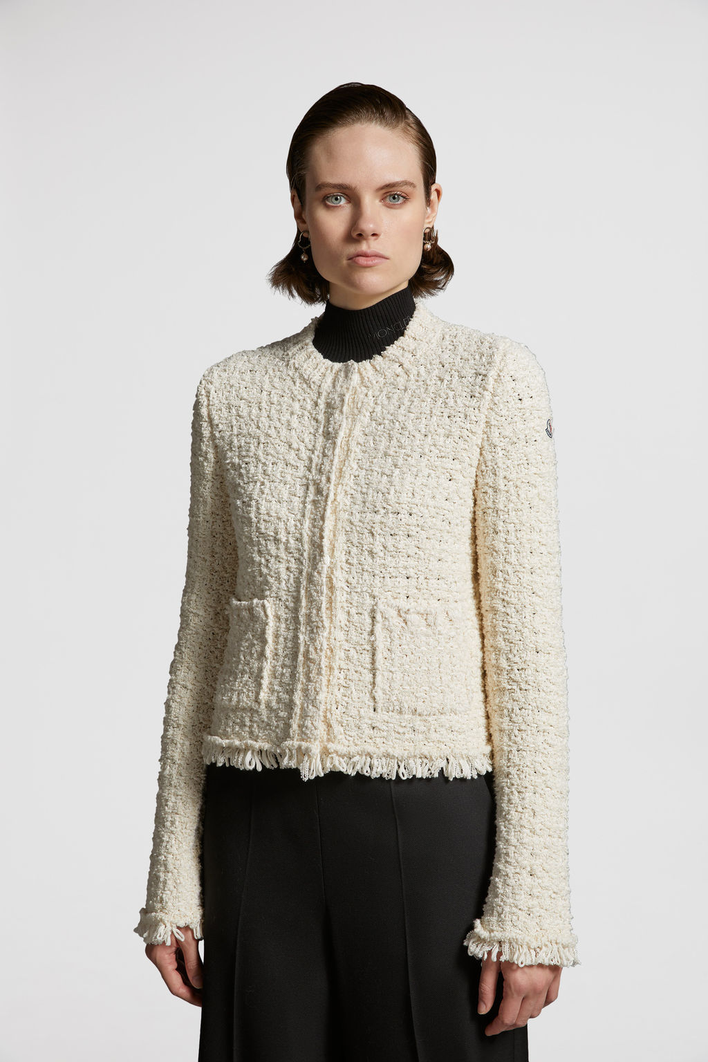 White Padded Cotton Cardigan - Sweaters & Cardigans for Women | Moncler NO