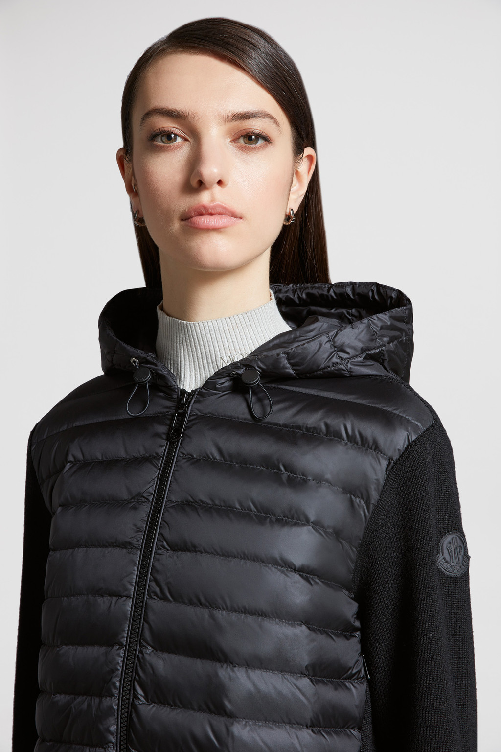 Cardigan zippé matelassé en laine Noir - Pulls & cardigans Femme ...