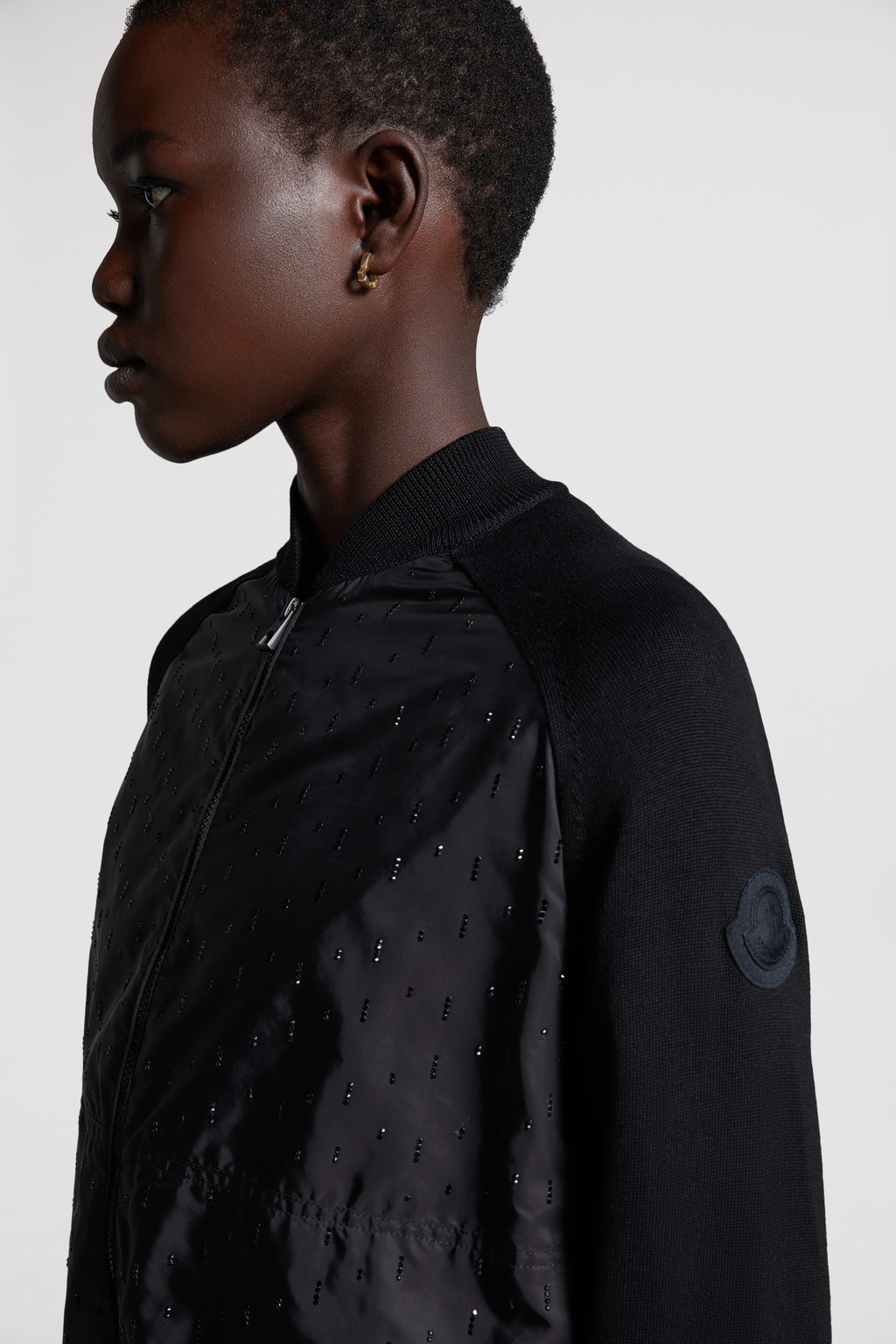 Black Crystal-Encrusted Zip-Up Cardigan - Sweaters & Cardigans for ...