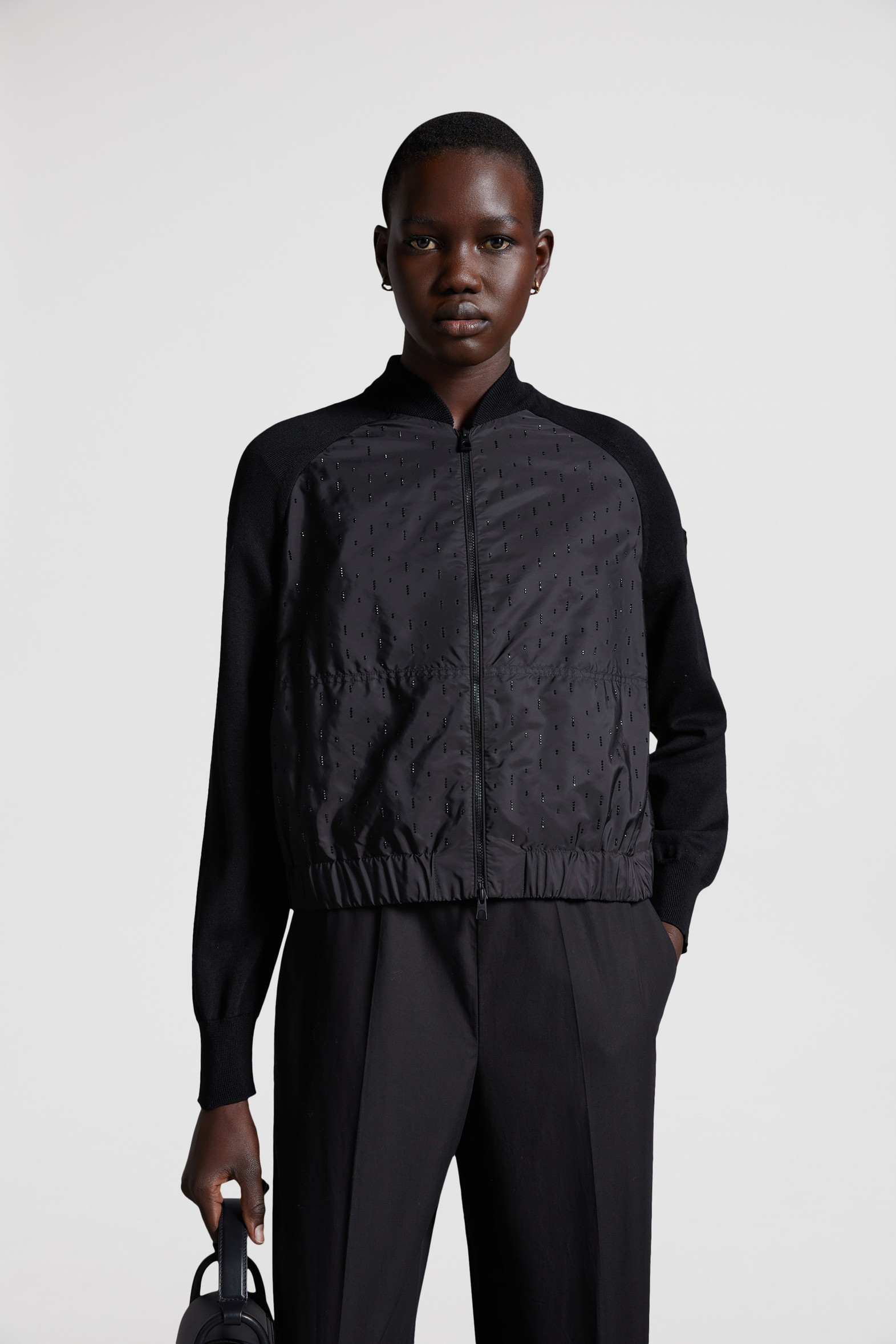 Black Crystal-Encrusted Zip-Up Cardigan - Sweaters & Cardigans for ...
