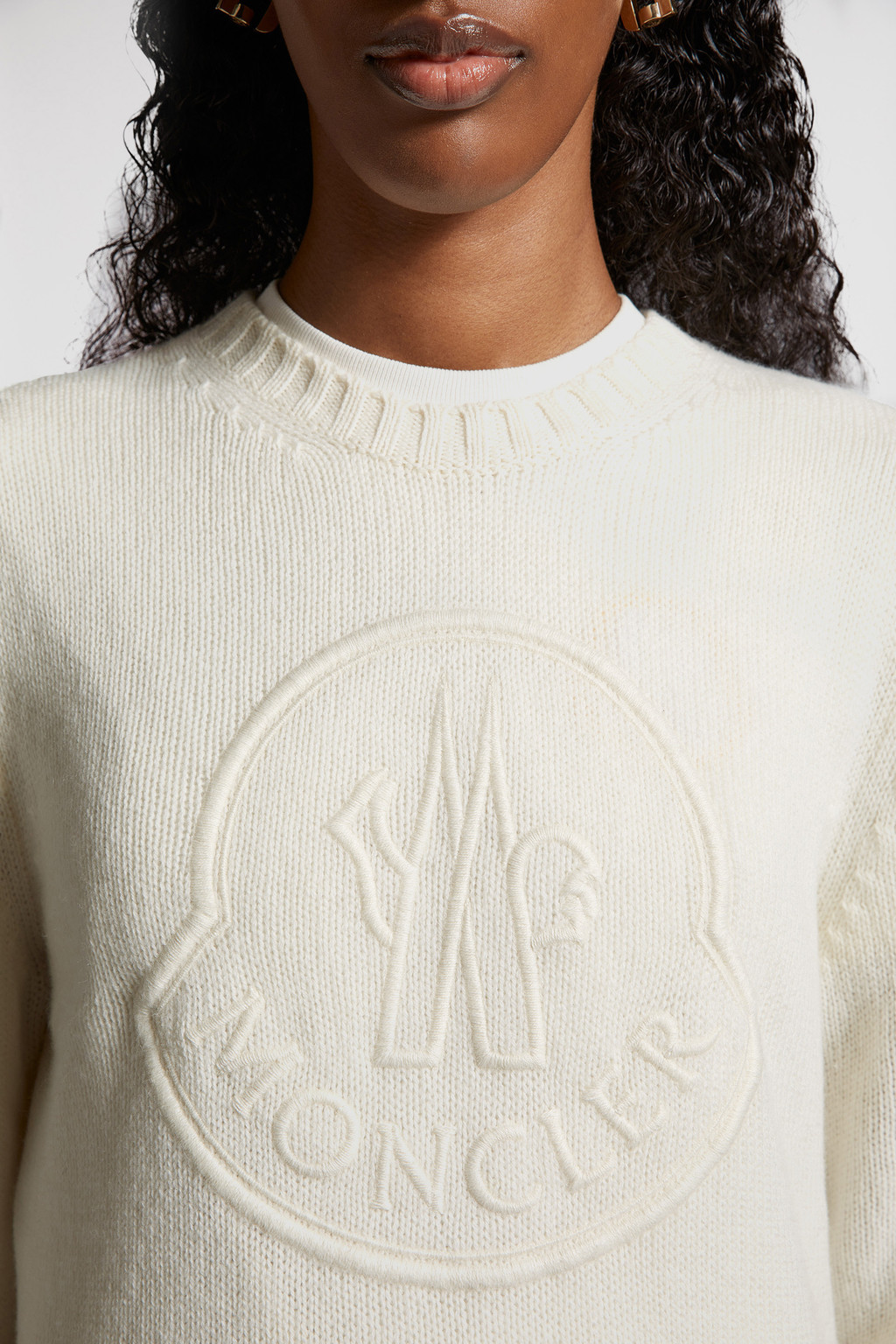 Pull en laine et cachemire à logo brodé Blanc Optique - Pulls ...