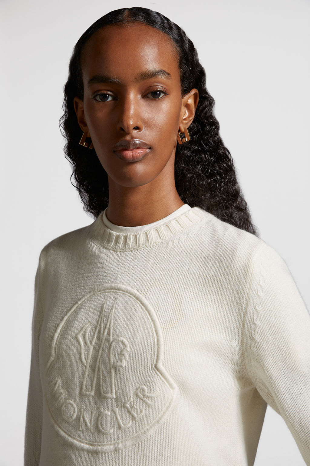 Optical White Embroidered Logo Cashmere & Wool Jumper - Sweaters ...