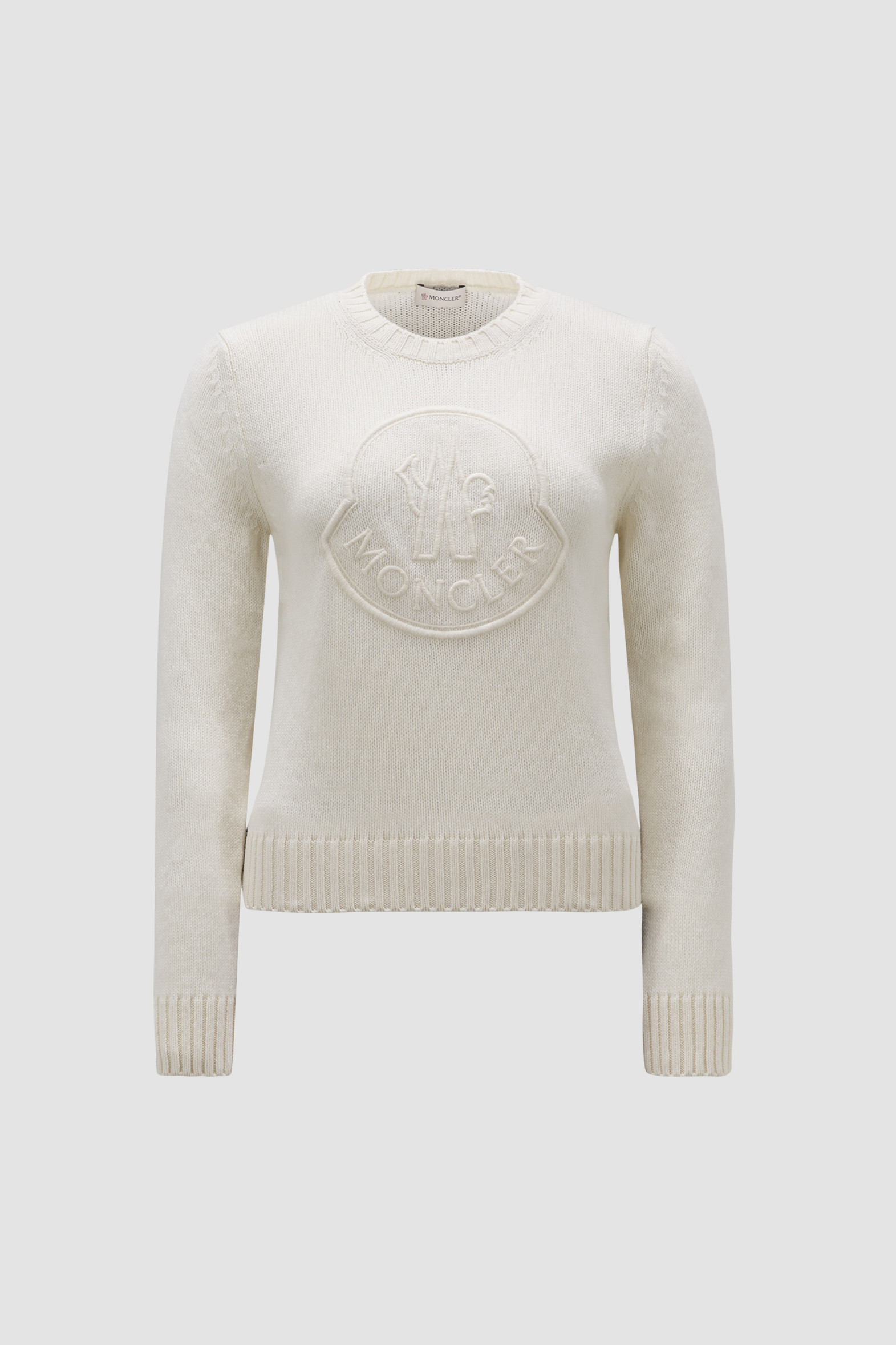 Optical White Embroidered Logo Cashmere & Wool Jumper - Sweaters ...