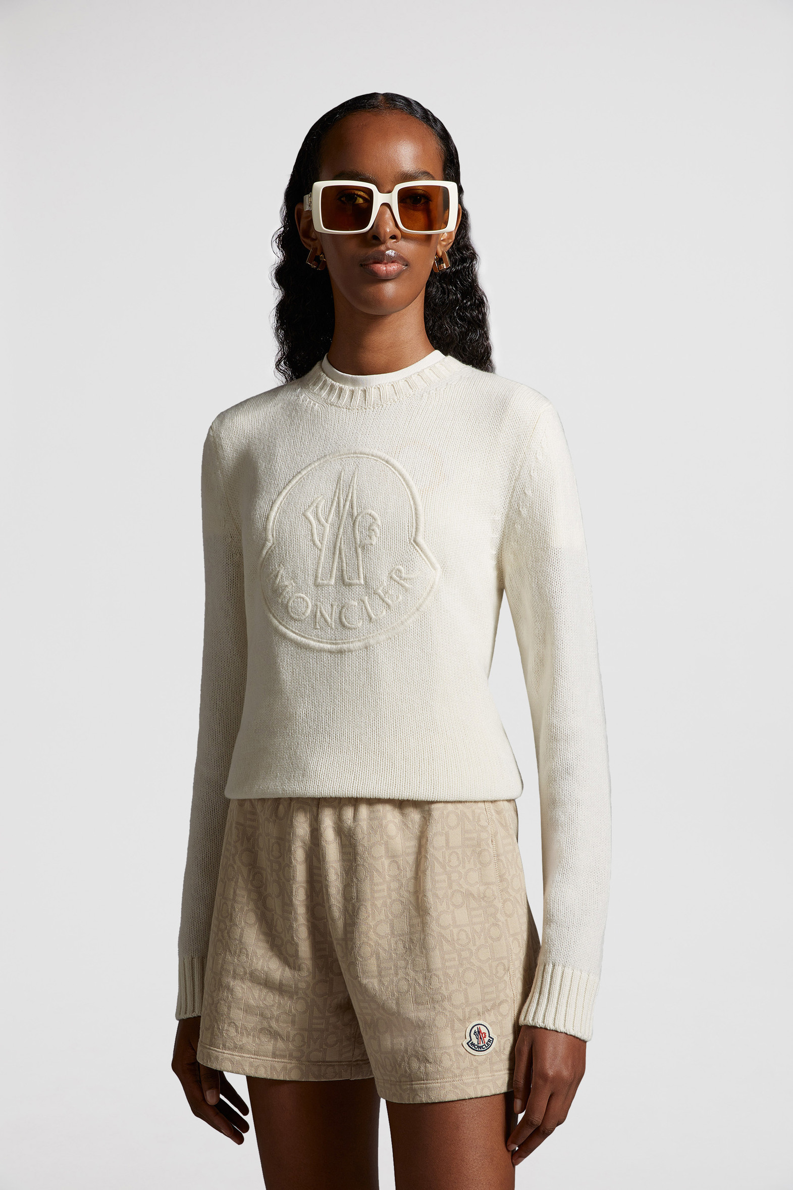 Optical White Embroidered Logo Cashmere & Wool Jumper - Sweaters ...