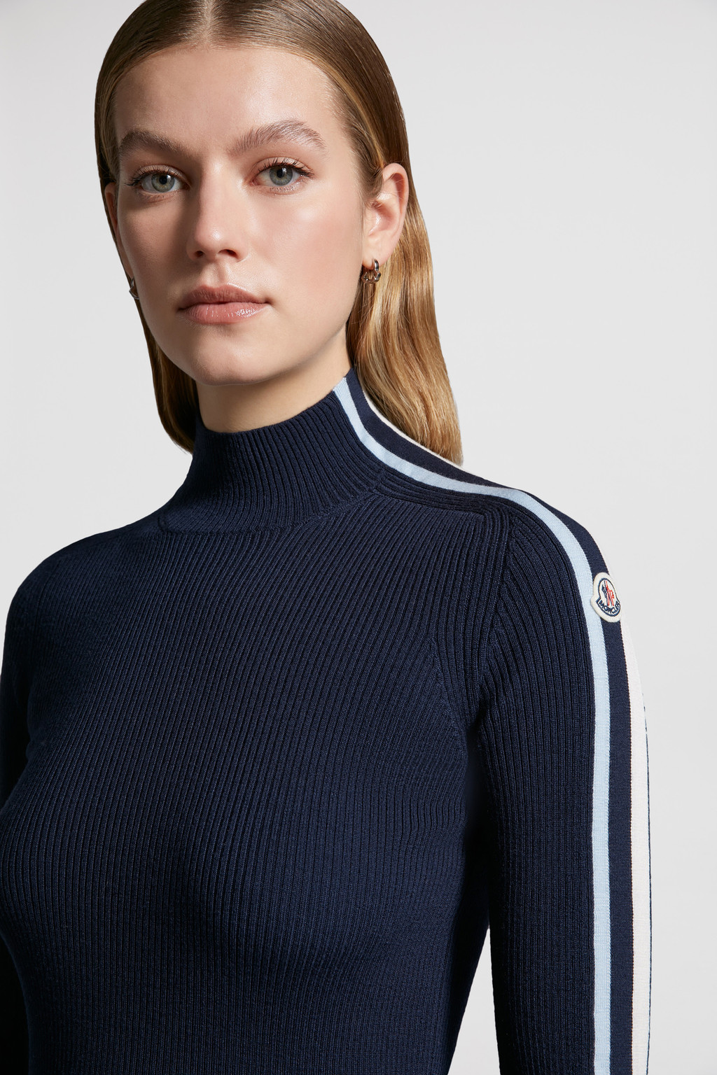 Night Blue Wool Polo Neck Jumper - Sweaters & Cardigans for Women ...