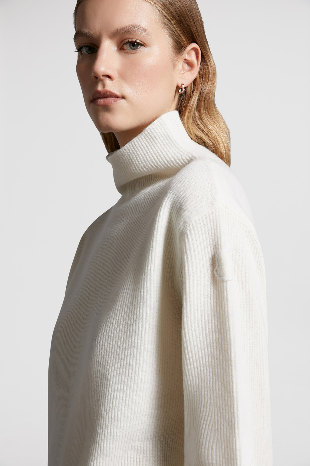 White Wool & Cashmere Polo Neck Jumper - Sweaters & Cardigans for Women ...