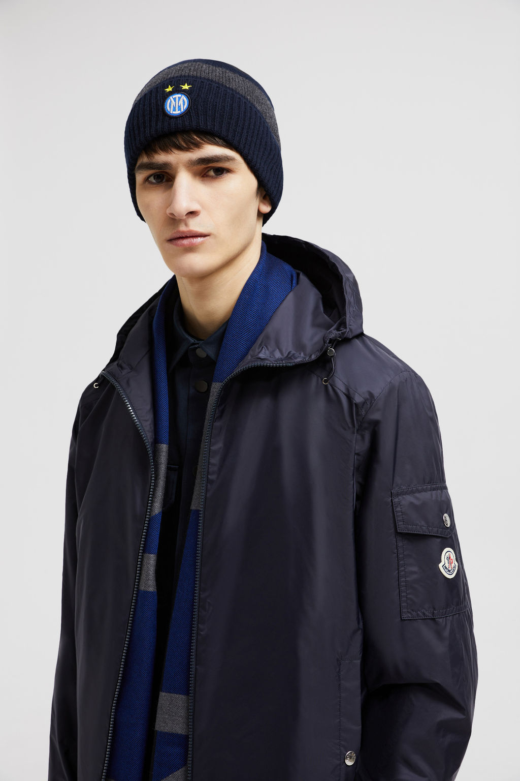 Navy Blue & Gray Inter x Moncler Beanie - Hats & Beanies for Men ...