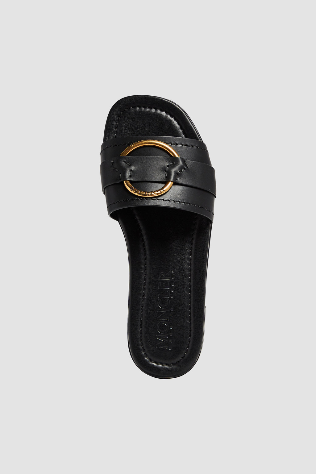 Black Bell Leather Sliders - Sandals & Sliders for Women | Moncler IT