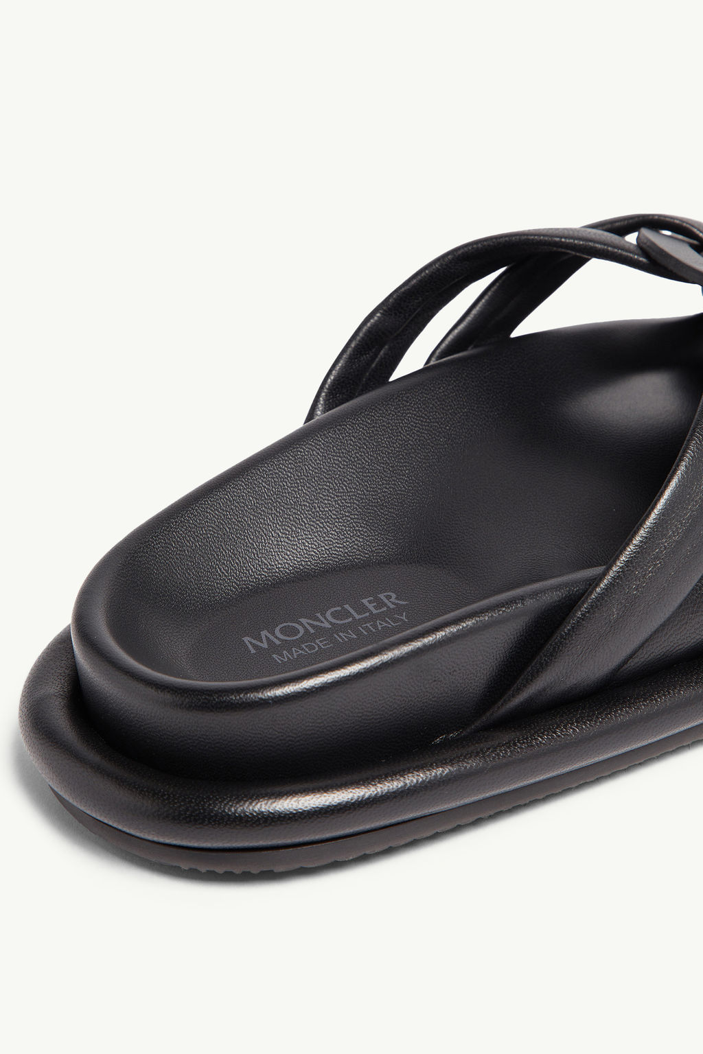 Black Bell Soft Leather Slides - Sandals & Sliders for Women | Moncler US