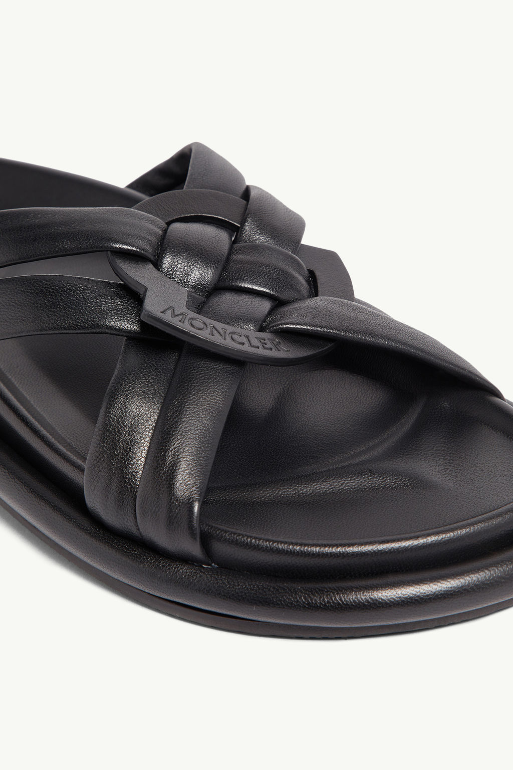 Black Bell Soft Leather Slides - Sandals & Sliders for Women | Moncler US