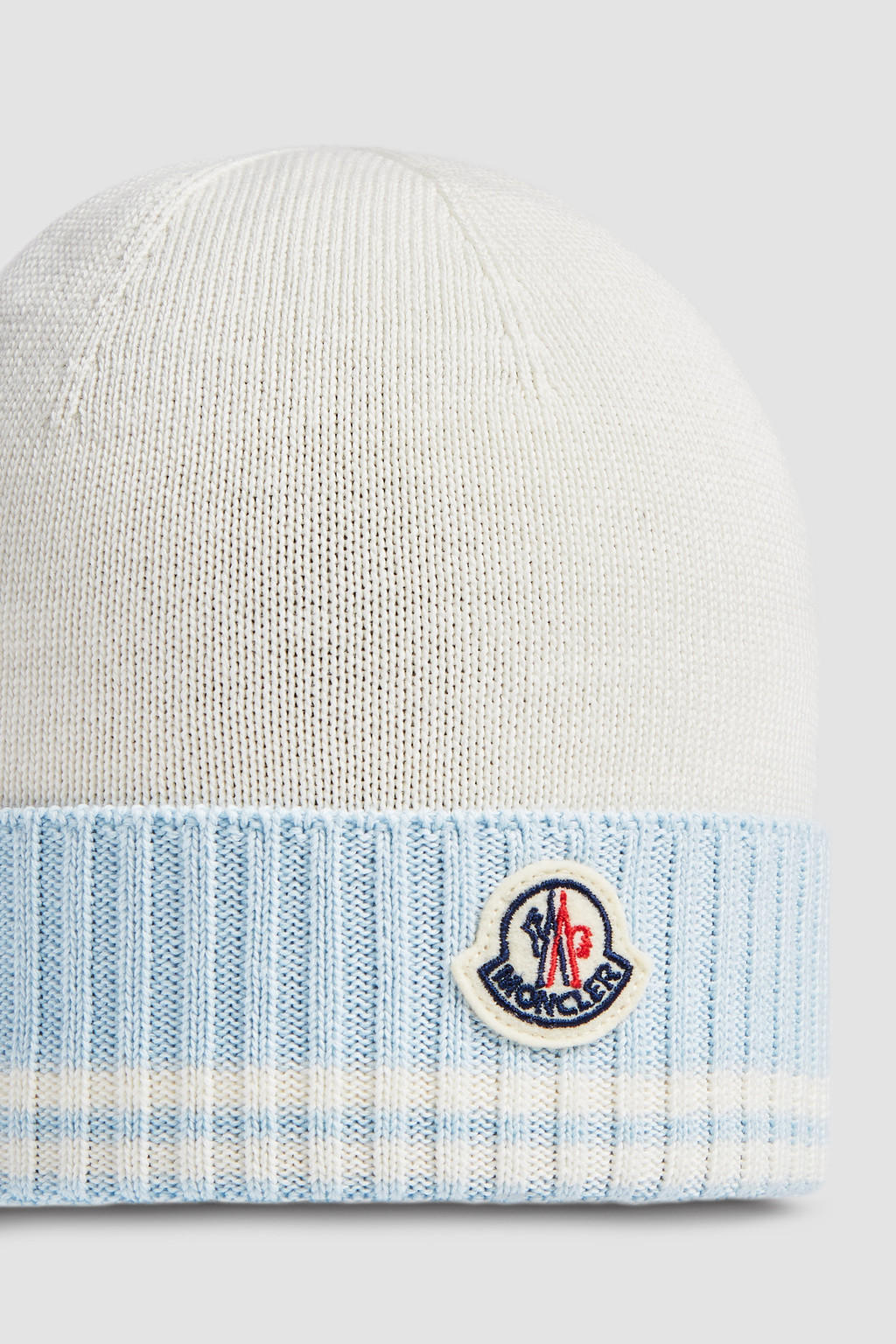 White & Light Blue Cotton Beanie - Accessories for Children | Moncler ES