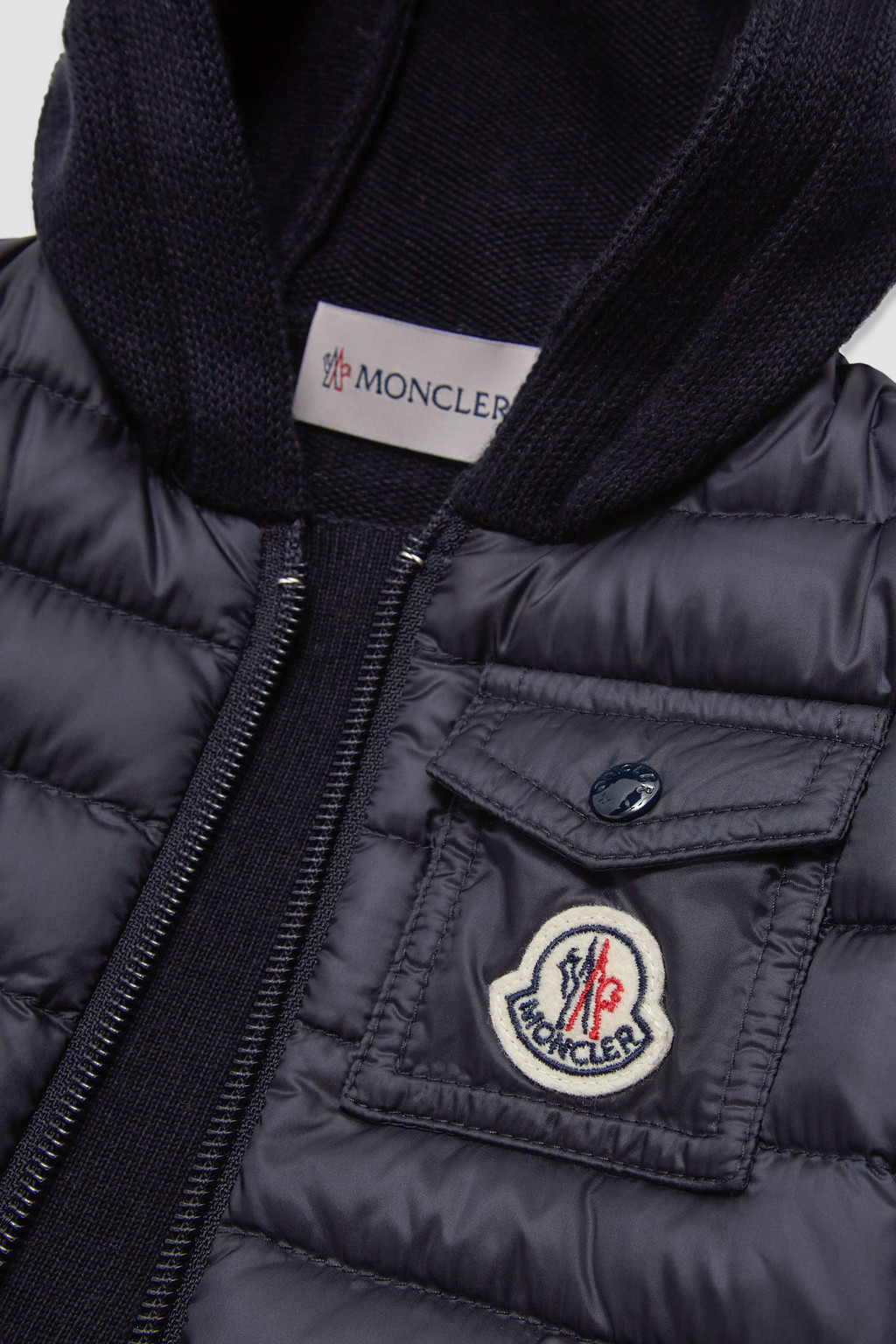 Blue Padded Zip-Up Cotton Hoodie - Clothing for Children | Moncler IE