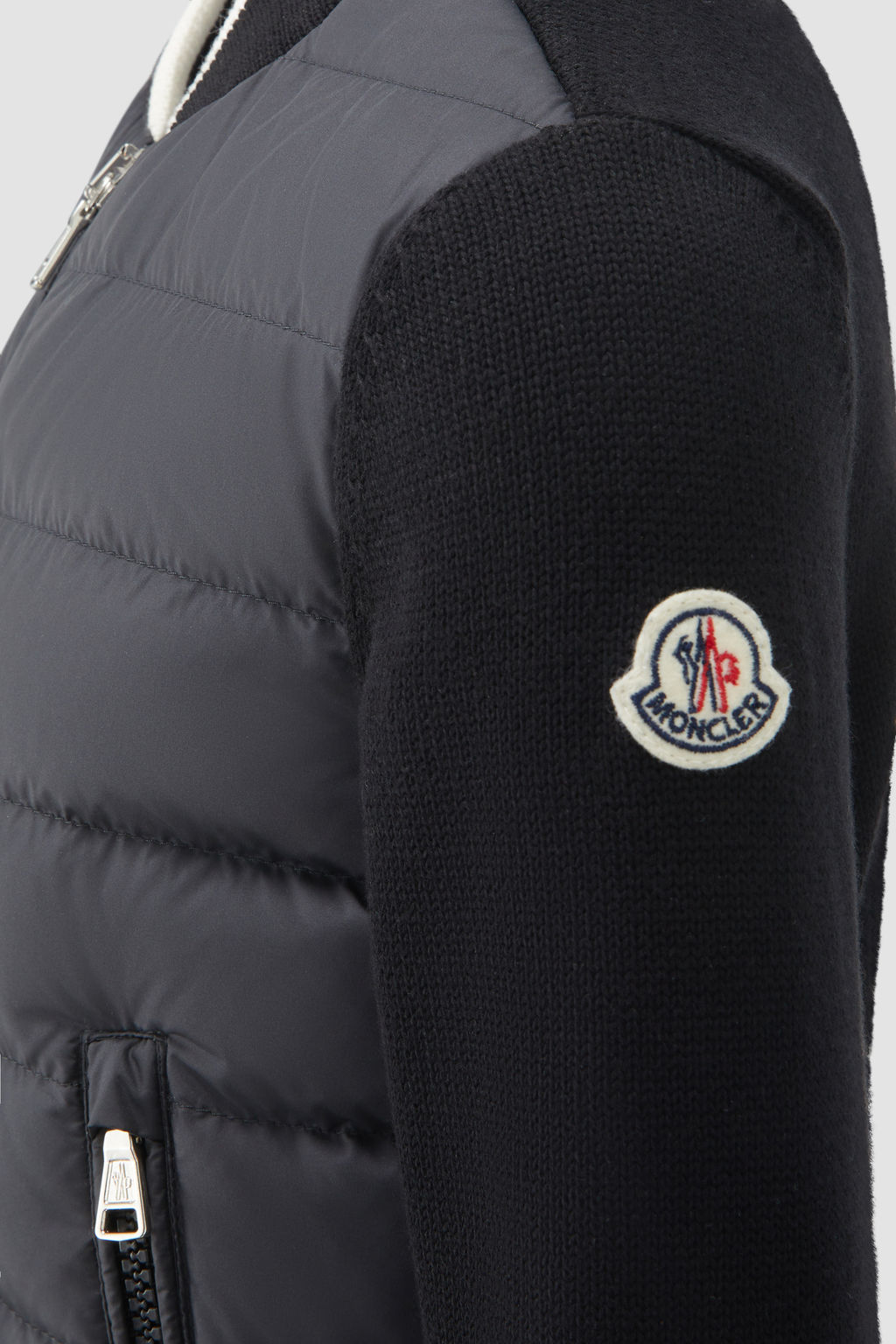 Black Padded Cotton Zip-Up Cardigan - Sweatshirts & Knitwear for ...