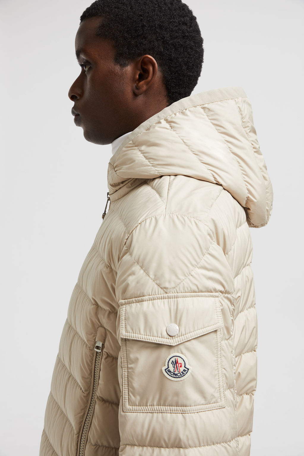 Beige Galion Short Down Jacket - Short Down Jackets for Men | Moncler PT