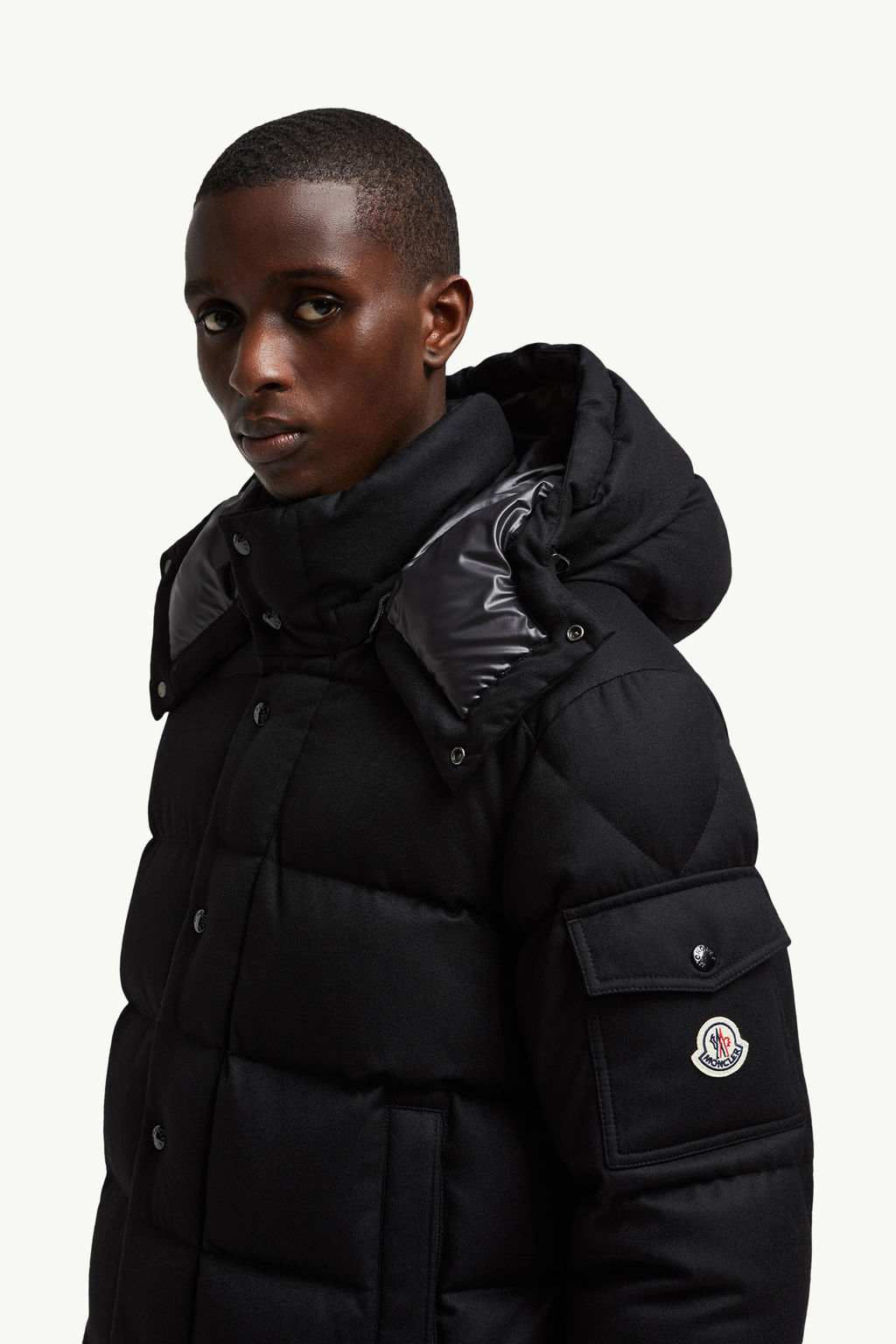Black Vezere Flannel Short Down Jacket - Short Down Jackets for Men ...