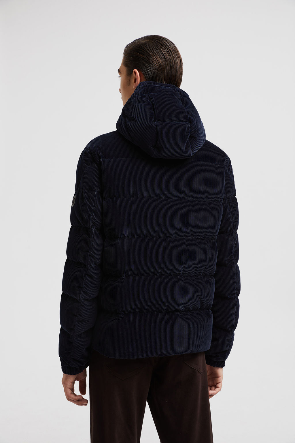 Piumino corto in velluto Vederna Blu Navy - Piumini Corti Uomo | Moncler IT
