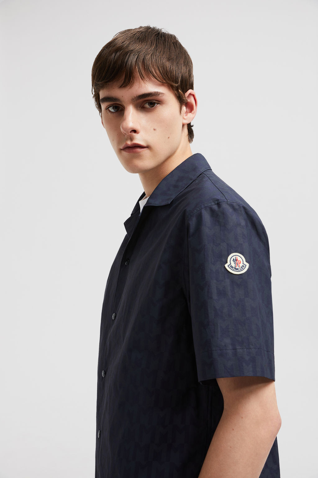 Black & Blue Monogram Print Shirt - Fall/Winter for Men | Moncler US