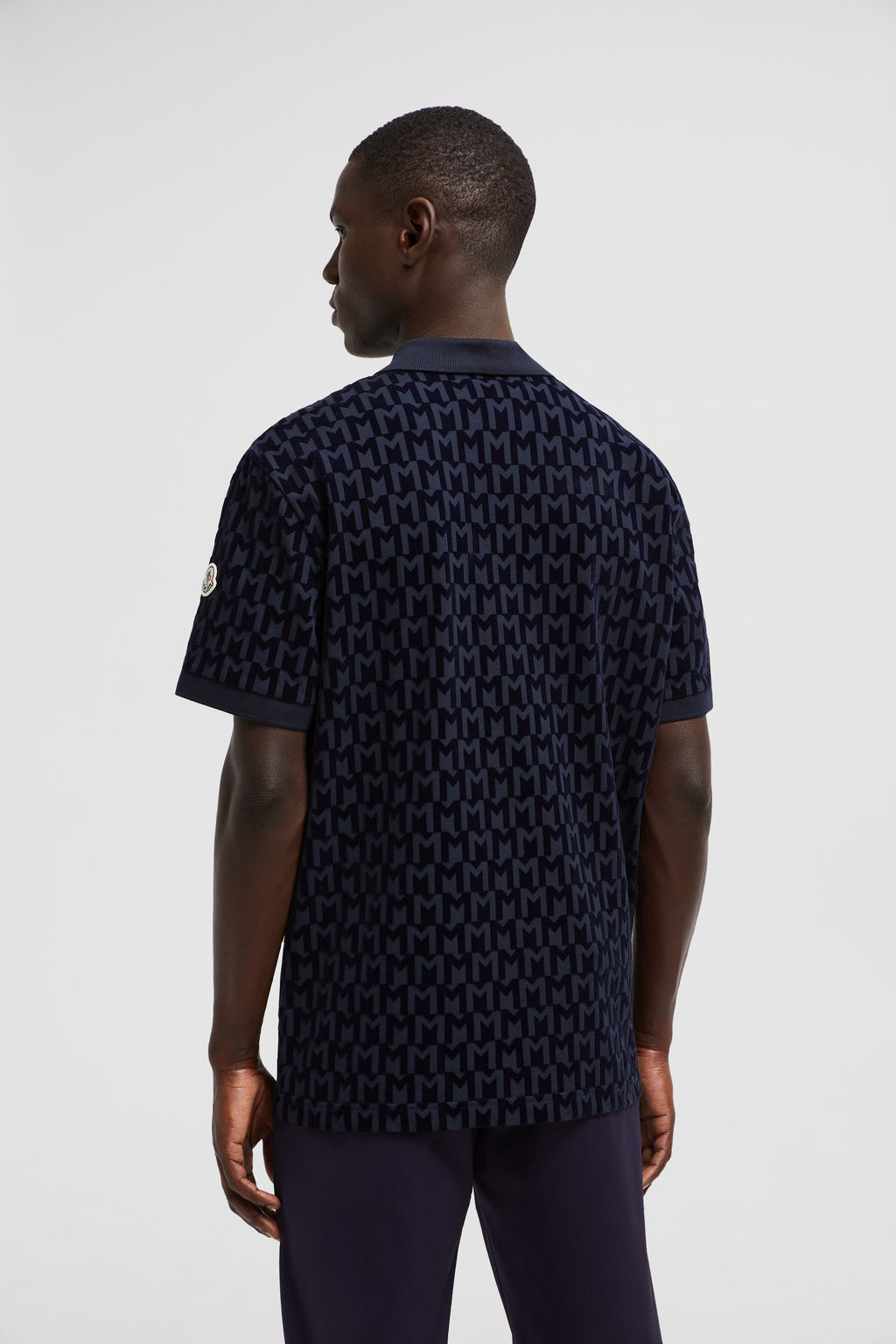 Dark Blue Monogram Print Polo Shirt - Polos & T-shirts for Men | Moncler US