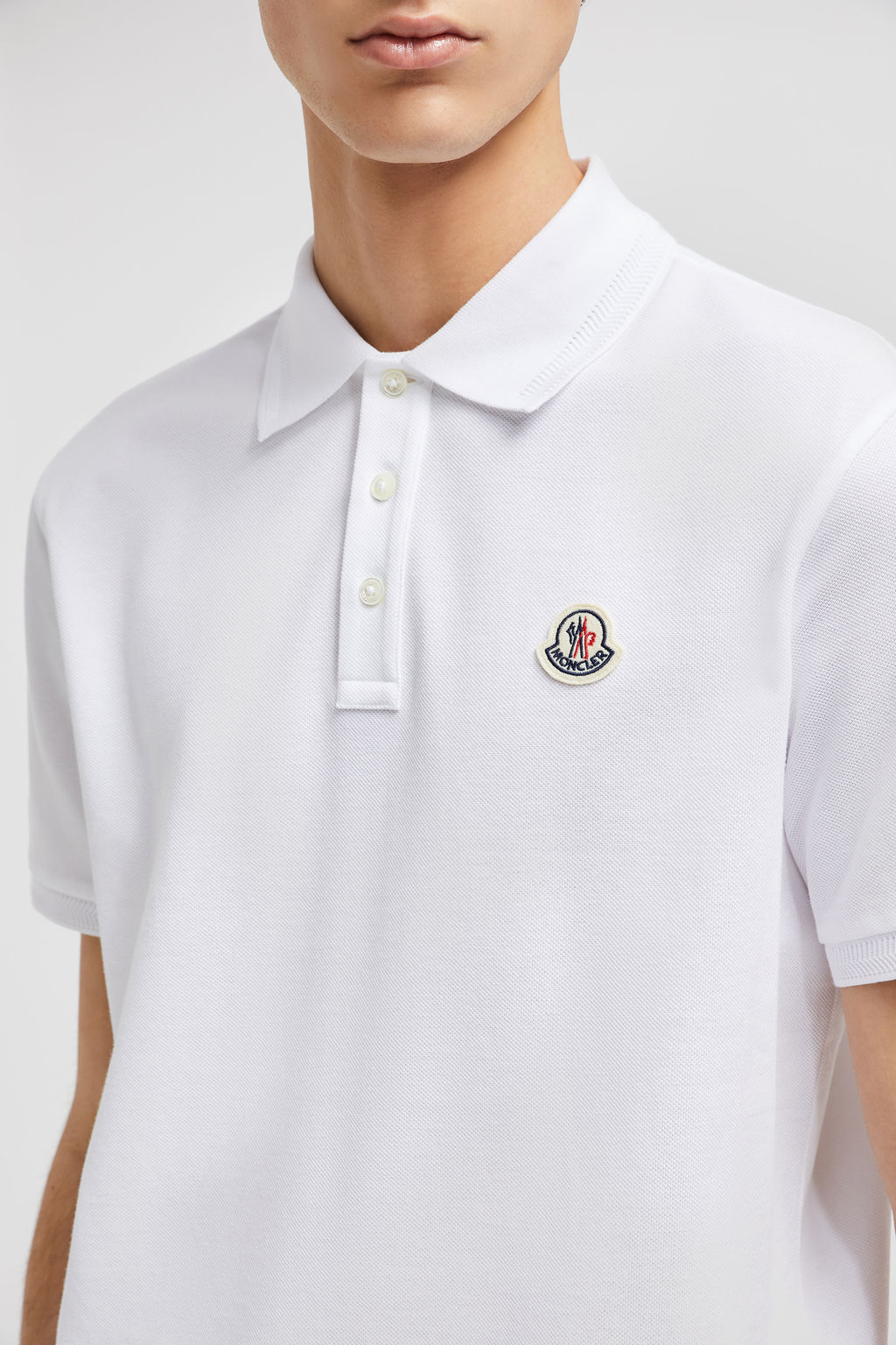 White Logo Patch Polo Shirt - Polos & T-shirts for Men | Moncler CA