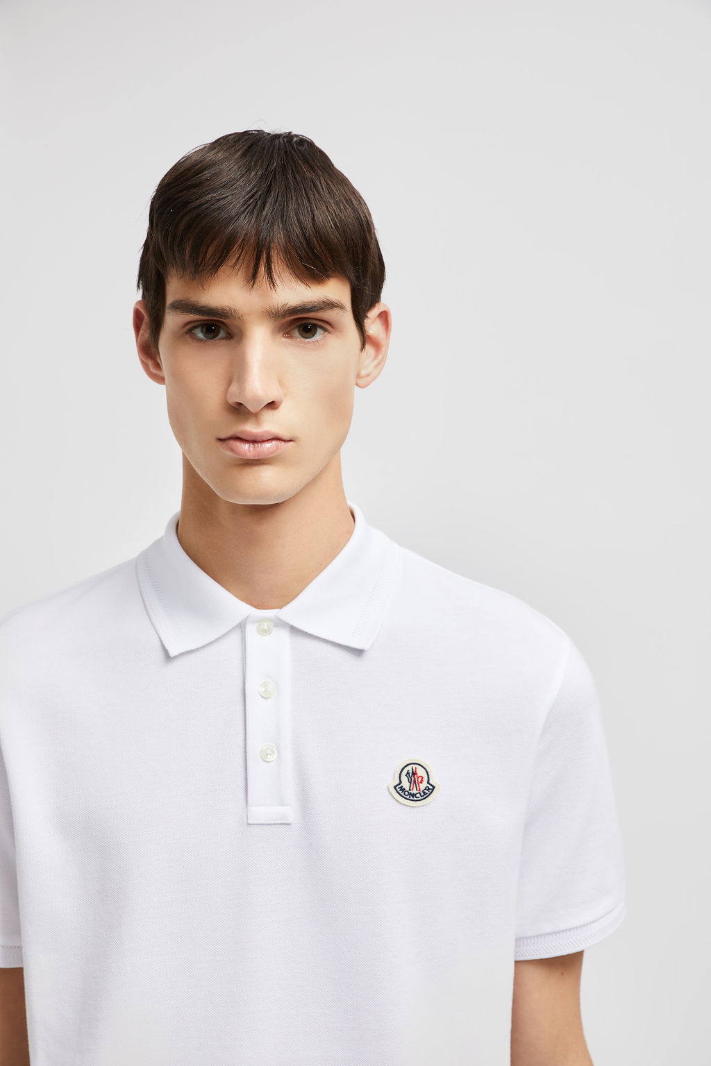 White Logo Patch Polo Shirt - Polos & T-shirts for Men | Moncler CA
