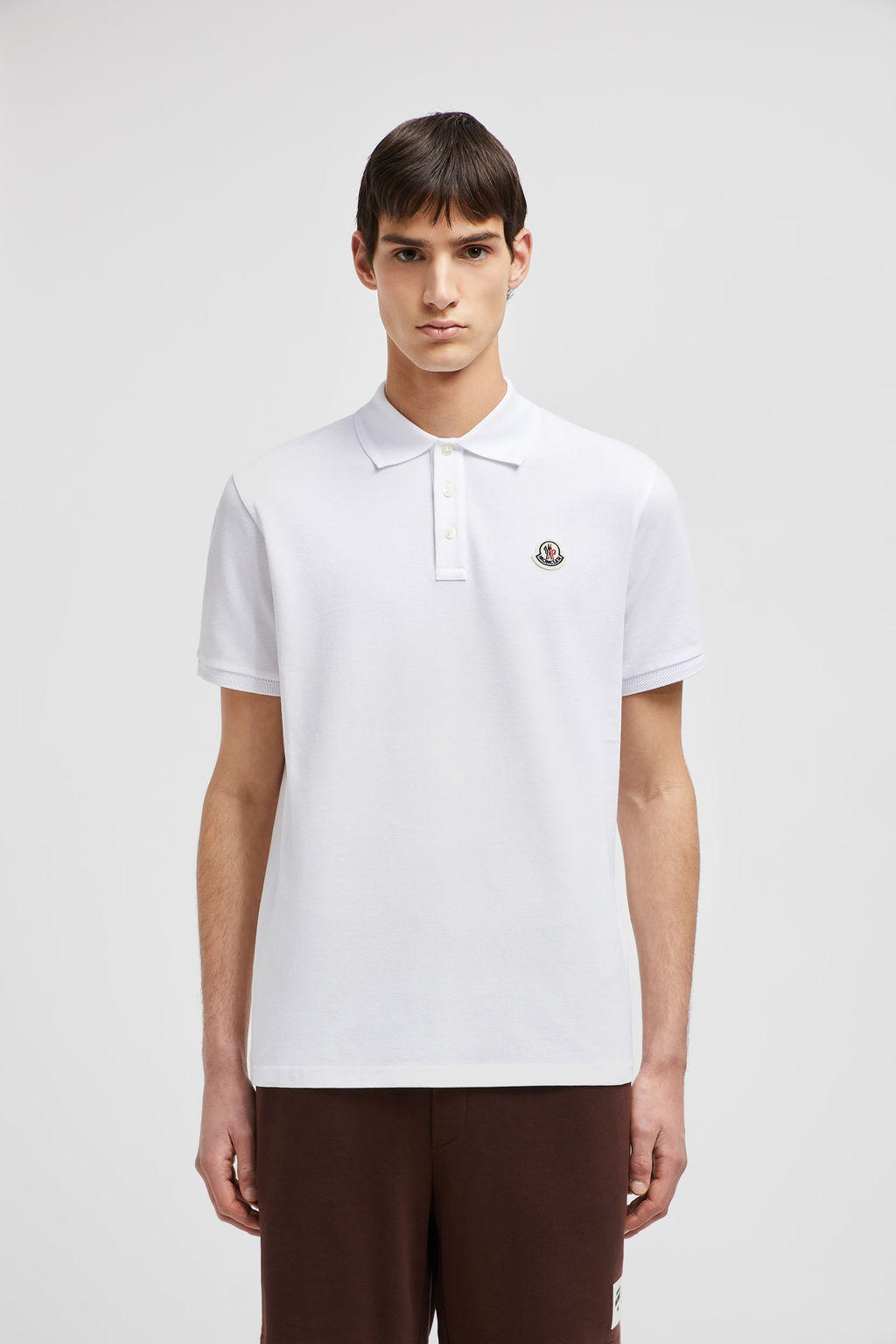 White Logo Patch Polo Shirt - Polos & T-shirts for Men | Moncler CA