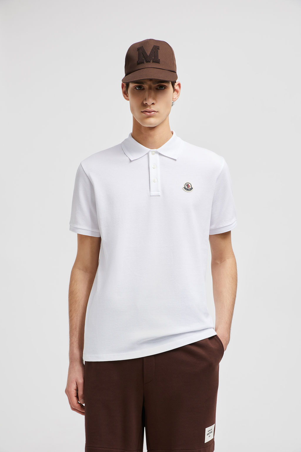 White Logo Patch Polo Shirt - Polos & T-shirts for Men | Moncler CA