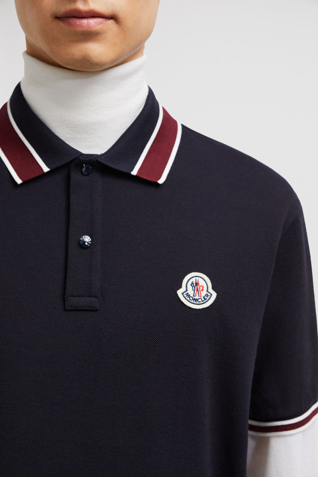 Dark Blue Logo Patch Polo Shirt - Polos & T-shirts for Men | Moncler IT