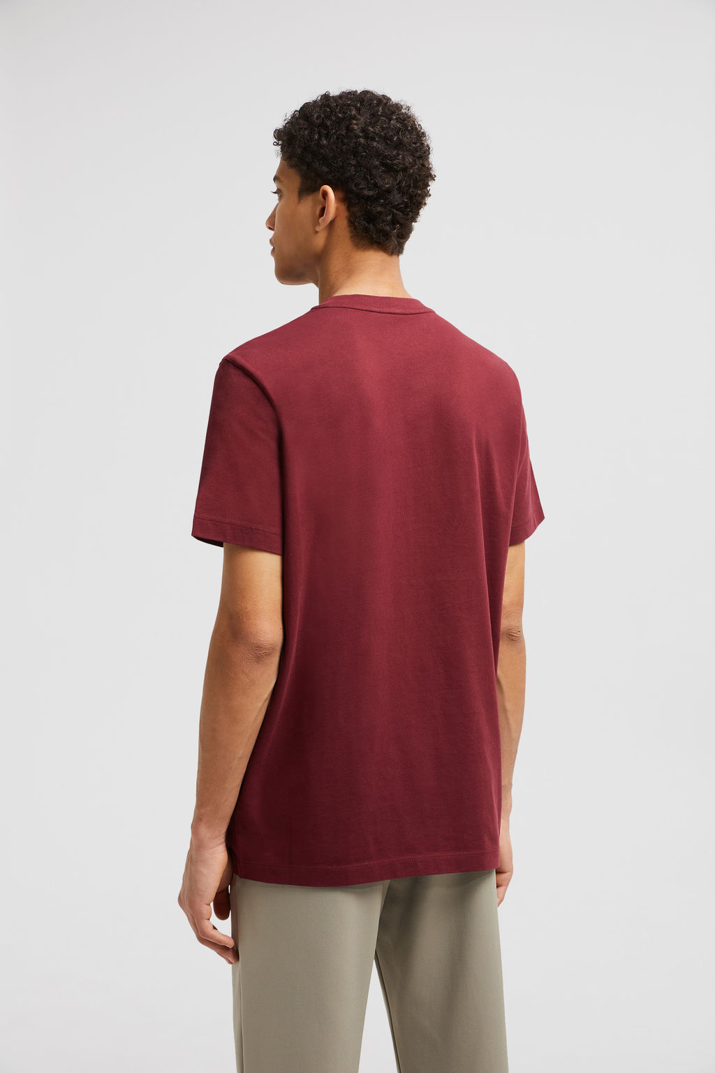 Burgundy Flocked Logo T-Shirt - Polos & T-shirts for Men | Moncler US