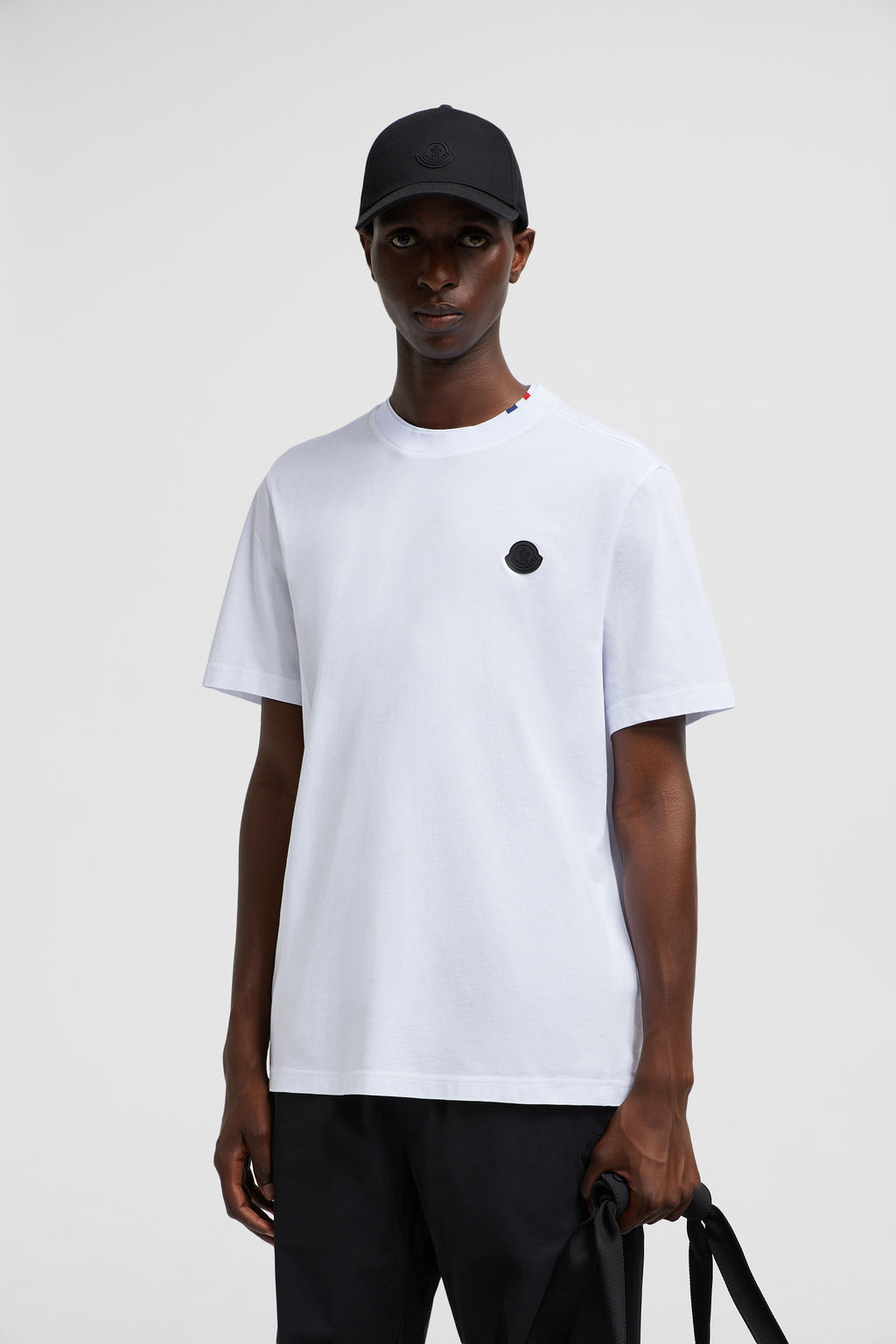 White Logo Patch T-Shirt - Polos & T-shirts for Men | Moncler SI