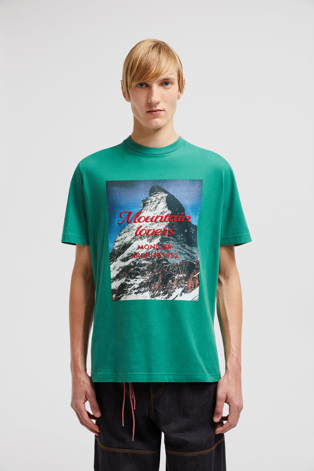 Green Mountain Motif T-Shirt - Polos & T-shirts for Men | Moncler GB