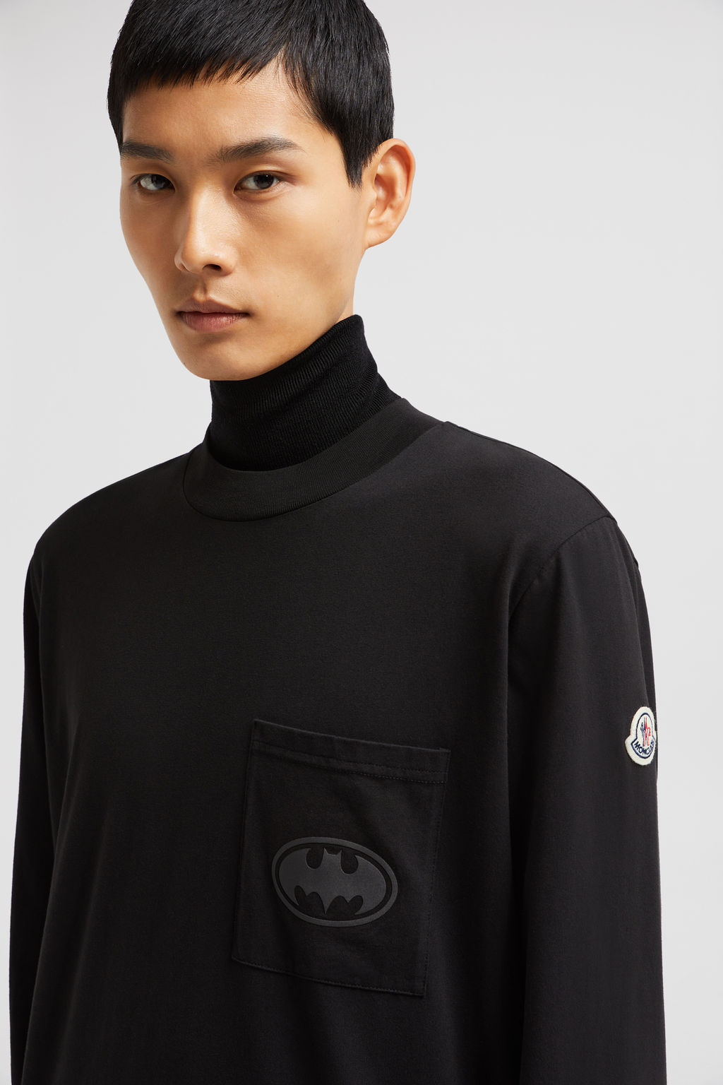 Black Batman Motif Long Sleeve T-Shirt - Polos & T-shirts for Men ...