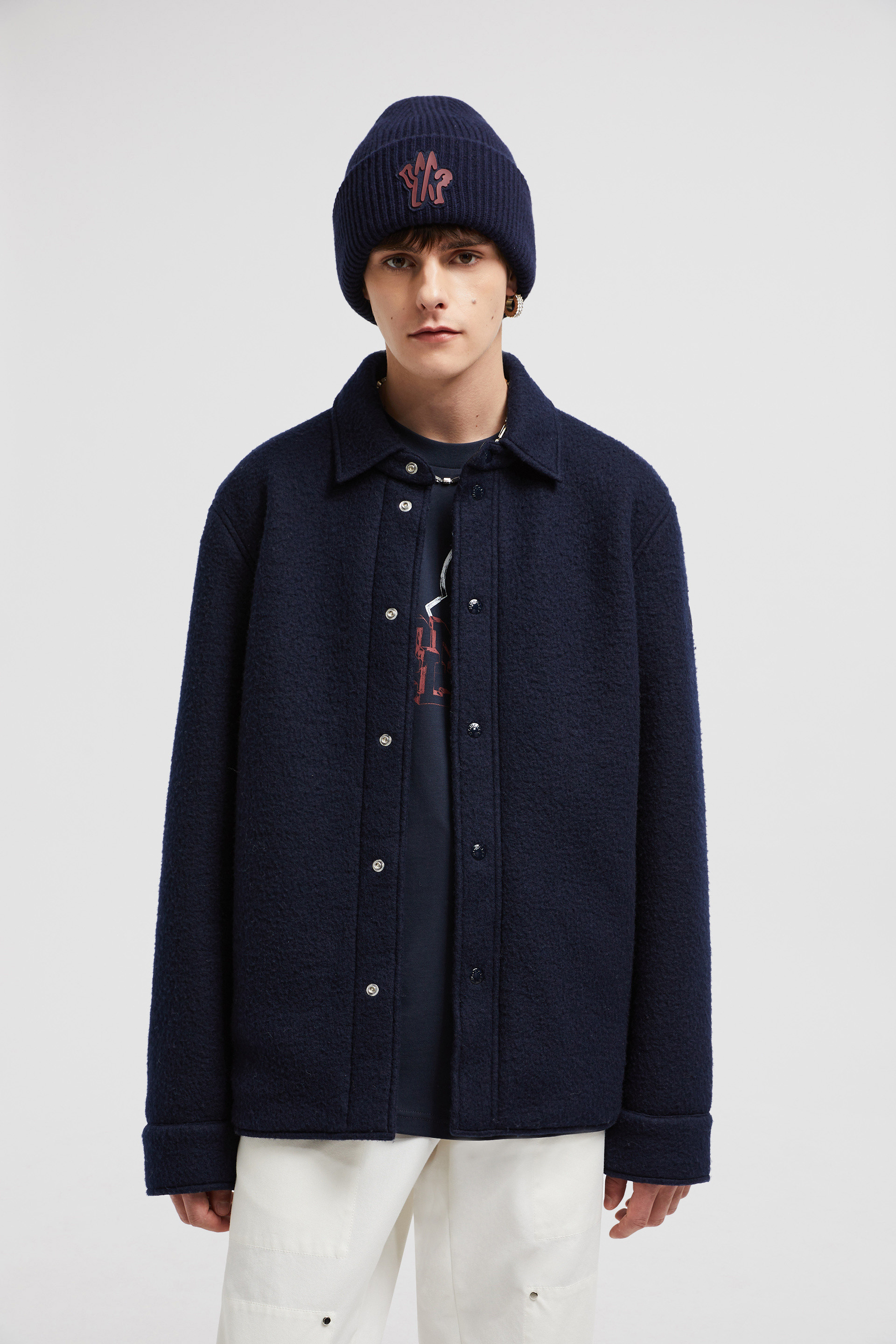 Night Blue Wool Blend Shirt Jacket - Shirt Jackets for Men | Moncler US