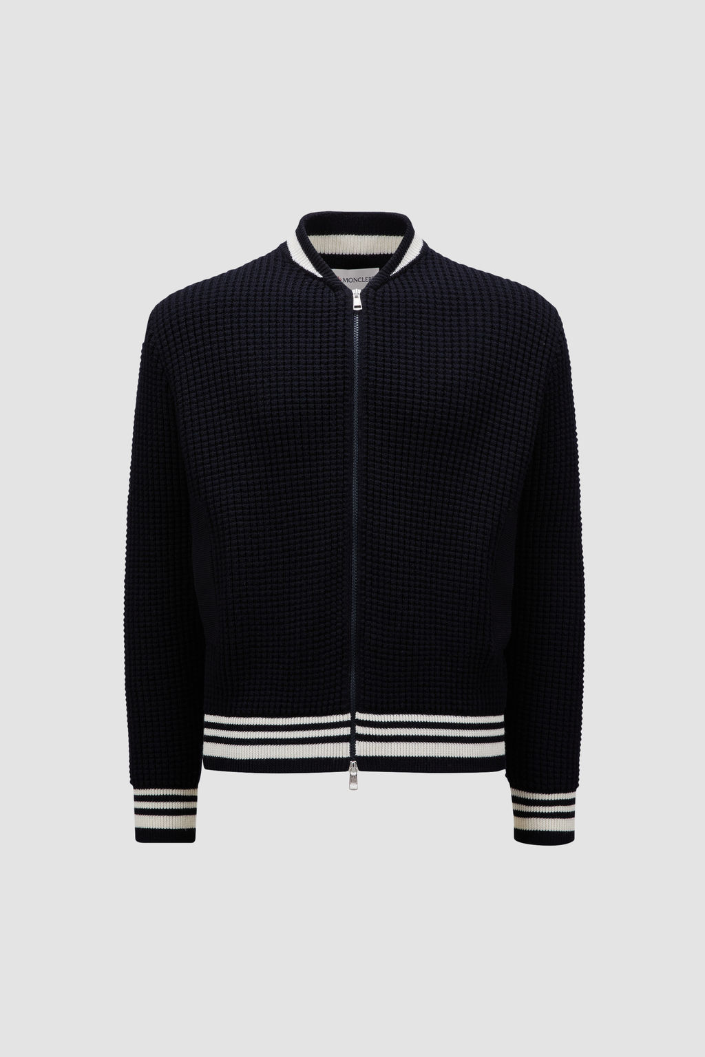 Navy Blue Padded Wool Zip-Up Cardigan - Sweaters & Cardigans for Men ...