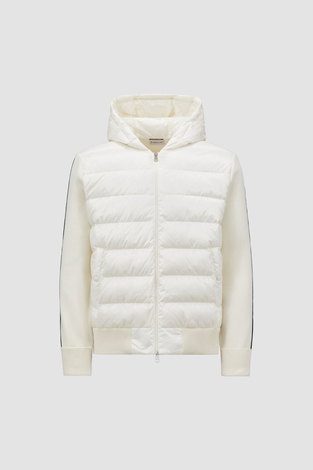 White Padded Wool Hoodie - Sweaters & Cardigans for Men | Moncler US