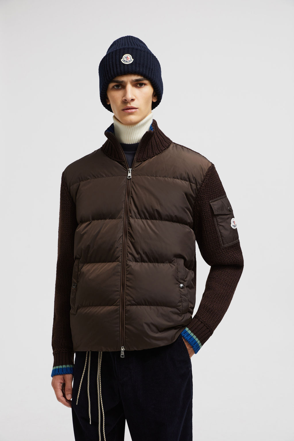 Dark Brown Padded Wool Zip-Up Cardigan - Sweaters & Cardigans for Men ...