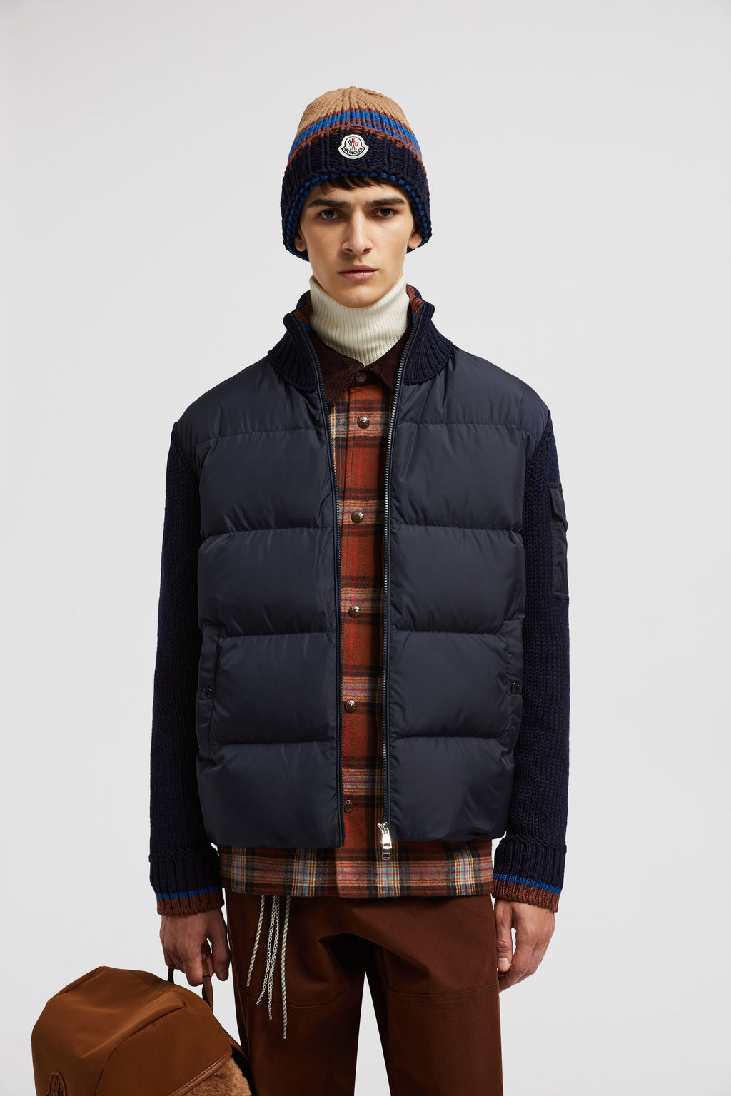 Night Blue Padded Wool Zip-Up Cardigan - Sweaters & Cardigans for Men ...