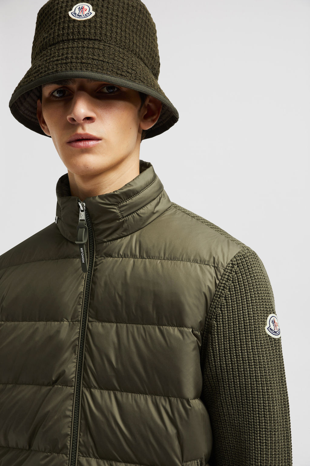 Dark Green Padded Wool Zip-Up Hoodie - Sweaters & Cardigans for Men ...