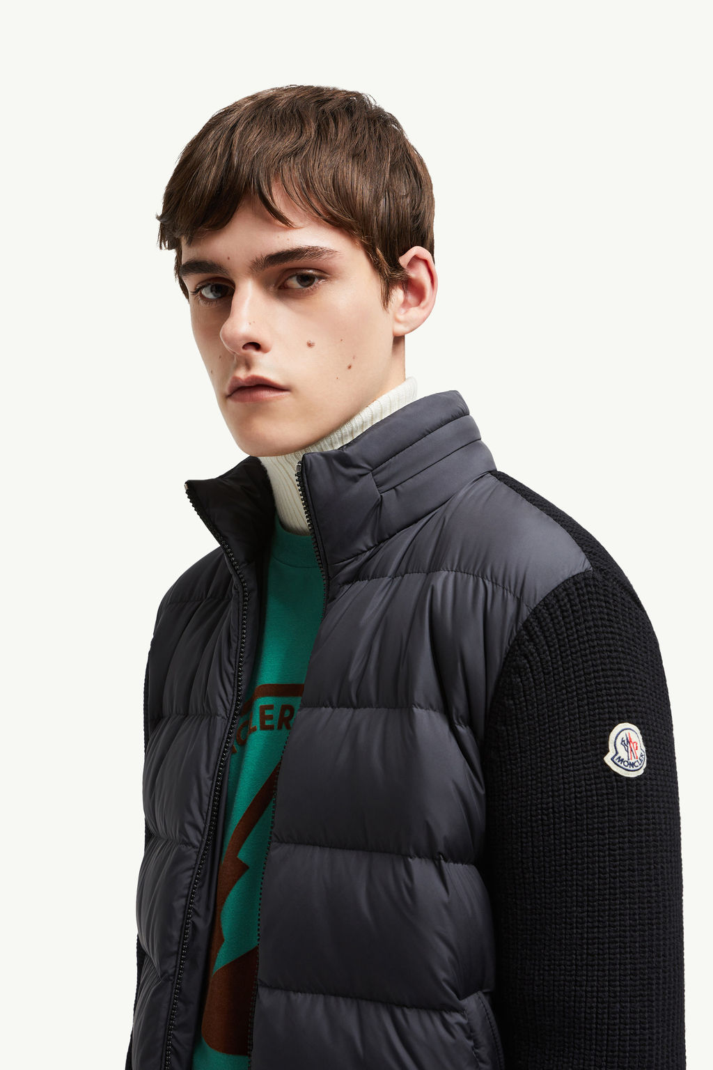 Black Padded Wool Zip-Up Hoodie - Sweaters & Cardigans for Men | Moncler NL