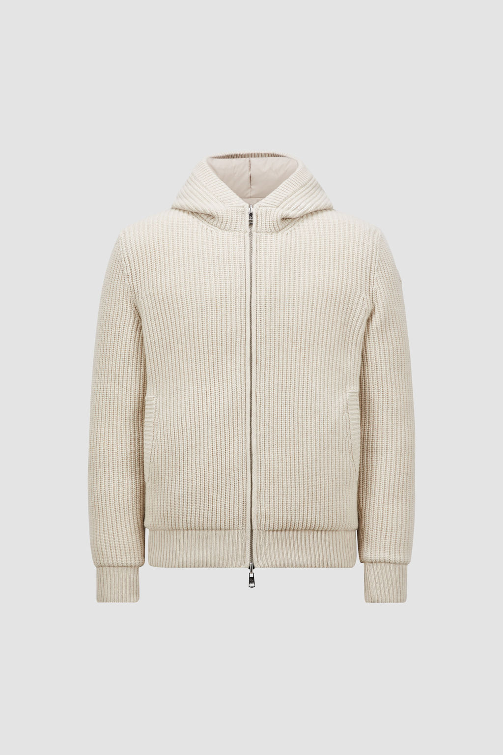 Light Beige Reversible Wool & Cashmere Padded Hoodie - Sweaters ...