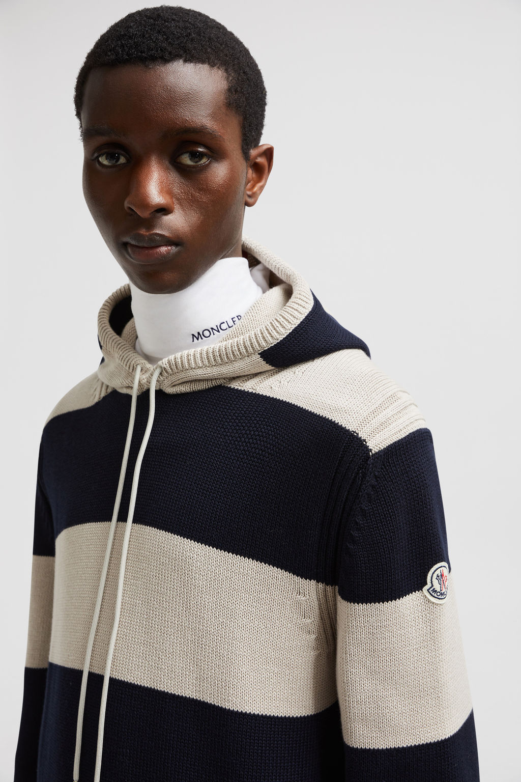 Blue & White Striped Cotton Hoodie - Sweaters & Cardigans for Men ...