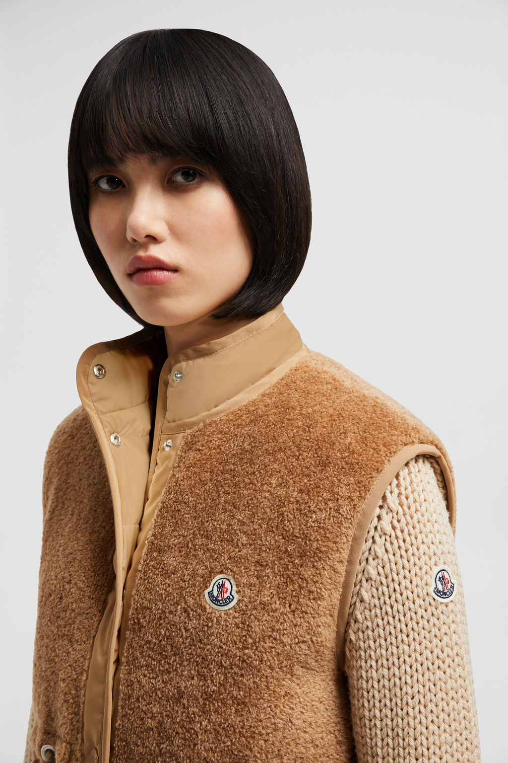 Chaleco plumífero peluche Bost Beige - Chalecos de Mujer | Moncler ES