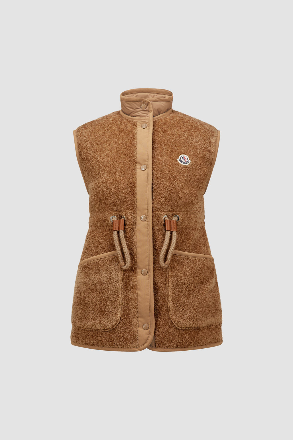 Beige Bost Teddy Down Gilet Vests For Women Moncler It