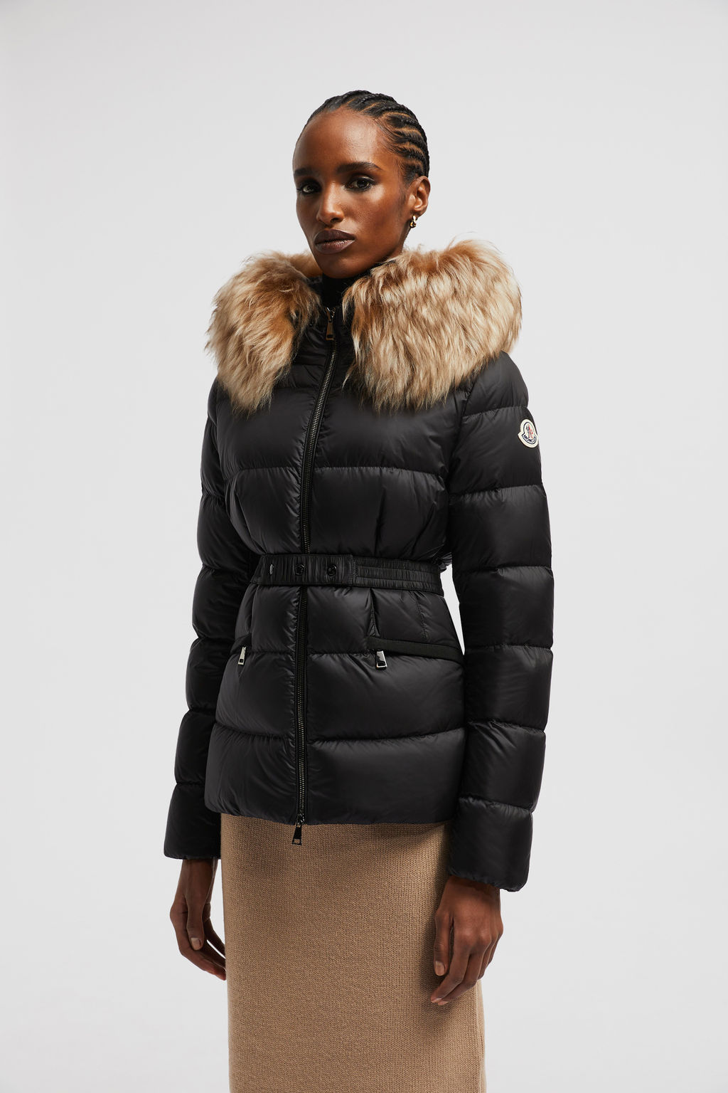 Black & Beige Boed Short Down Jacket - Short Down Jackets for Women ...