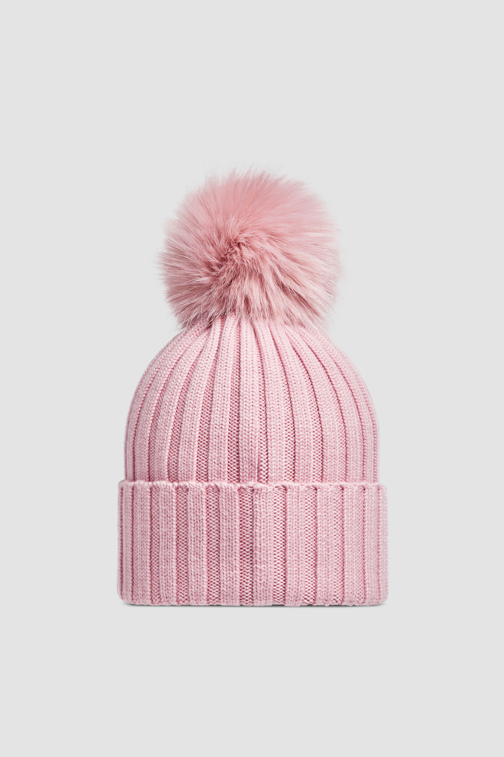 Light Pink Wool Beanie with Pom Pom - Hats & Beanies for Women | Moncler US