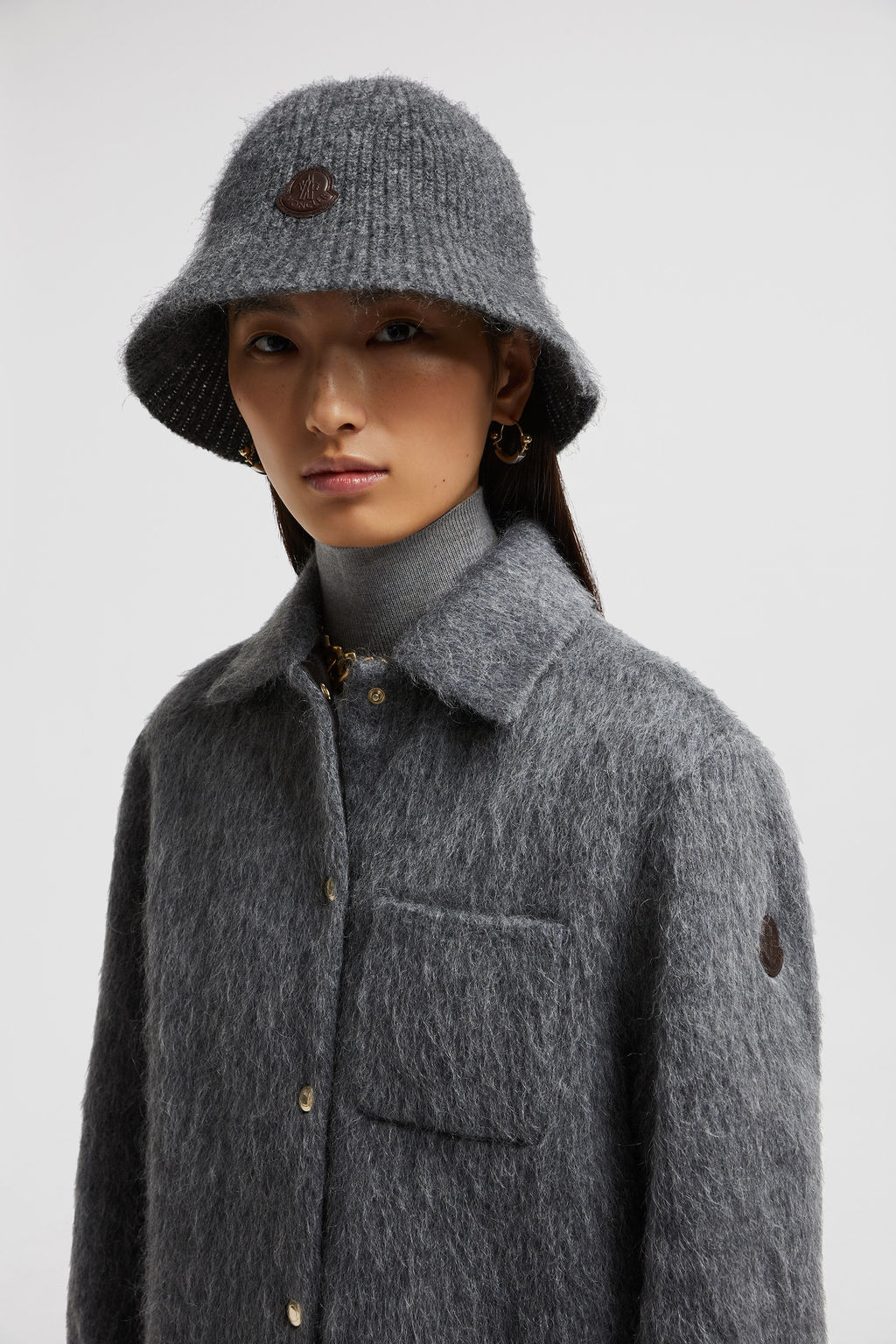 Gray Wool & Mohair Bucket Hat - Hats & Beanies for Women | Moncler JP